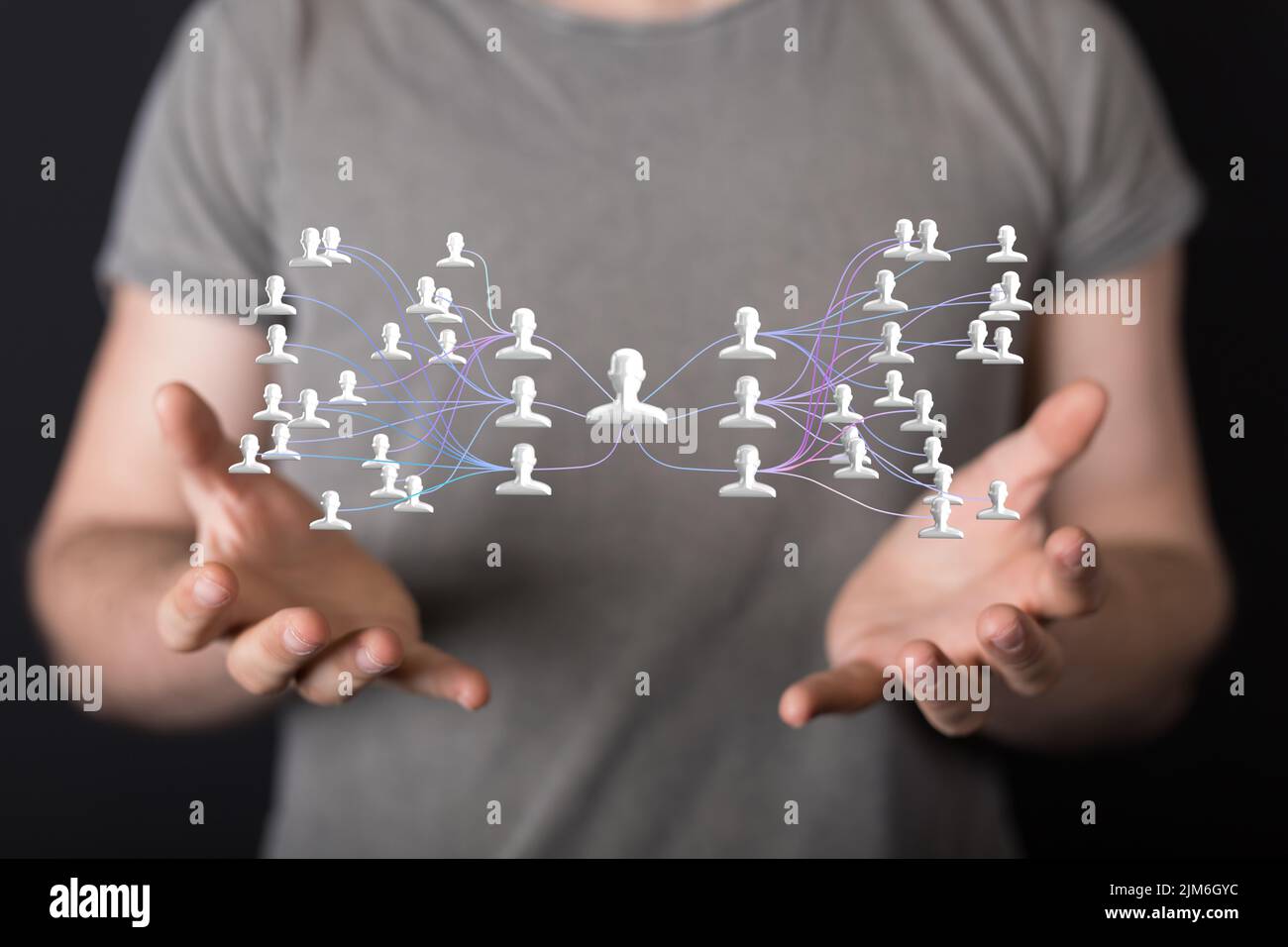 A 3D render of interconnected "Profile" icon being manipulated by a ...