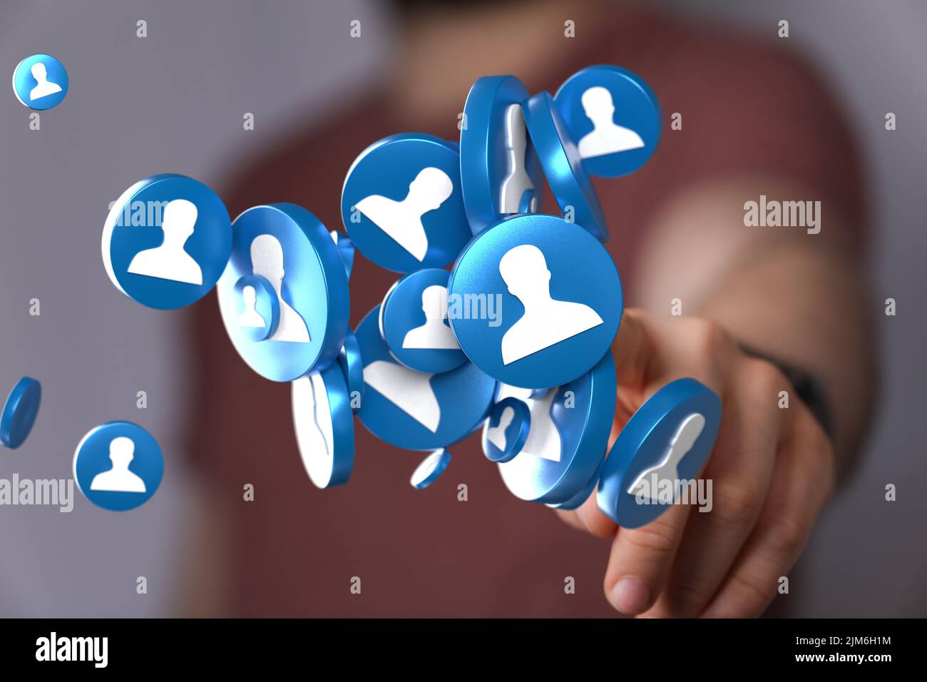 A 3D render of the "Profile" icon being manipulated by a person in a ...