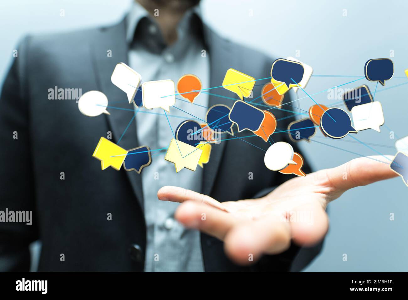 A 3D render of the "Message" icon being manipulated by a person in a ...