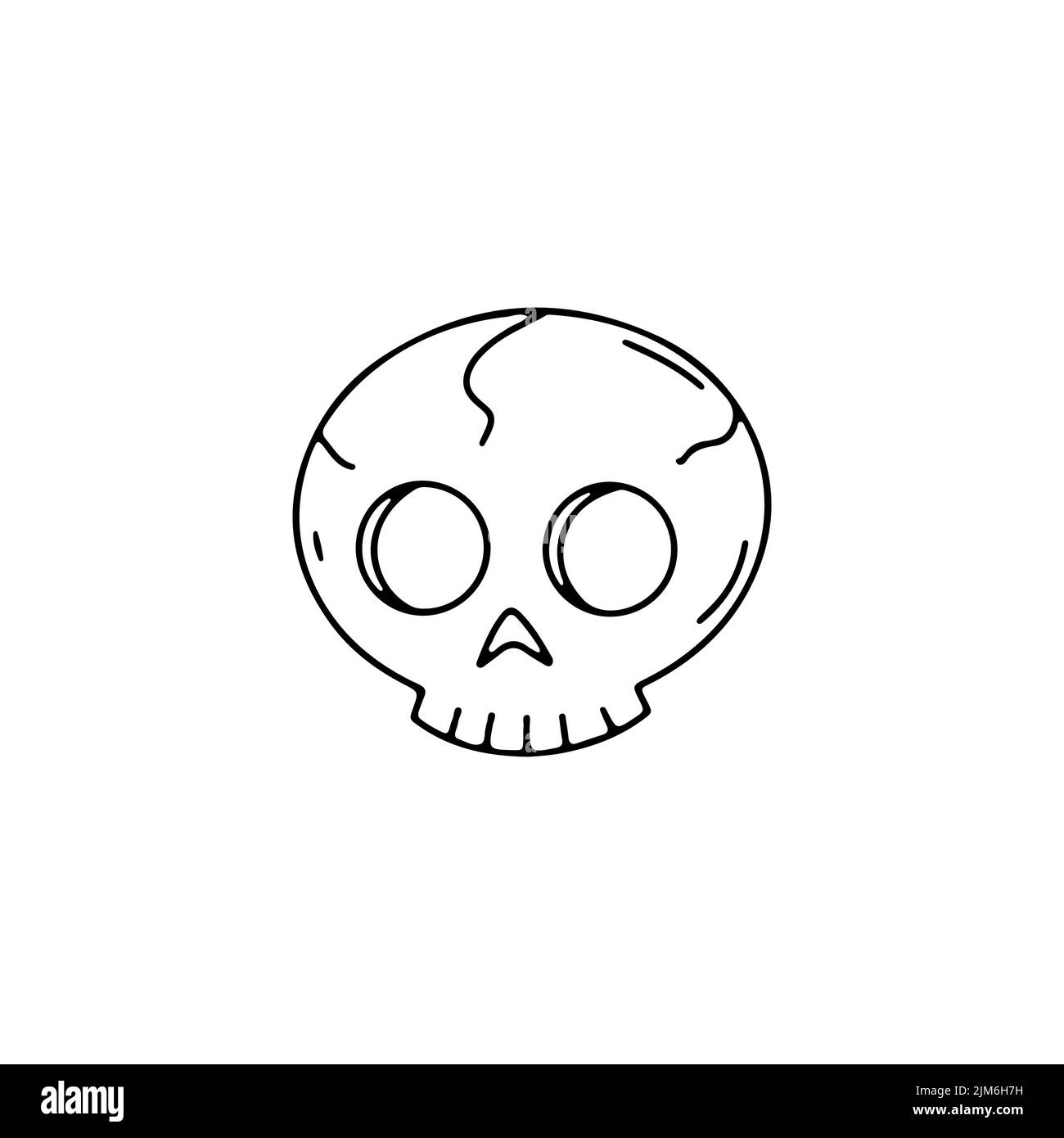 Hand drawn line art Halloween skull illustration isolated on white ... Hand drawn line art Halloween skull illustration isolated on white ...