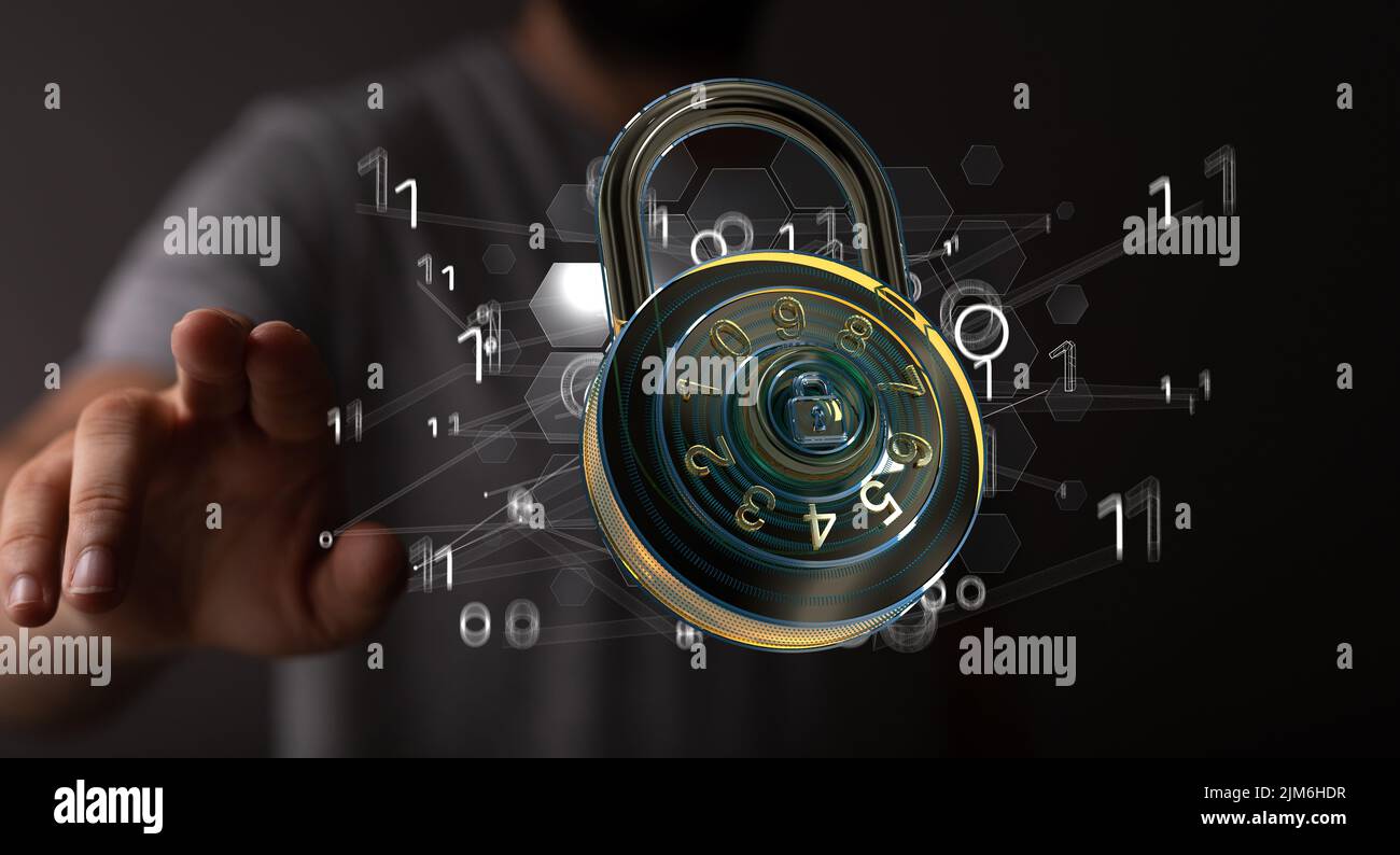 Cyber security lock binary hi-res stock photography and images - Alamy