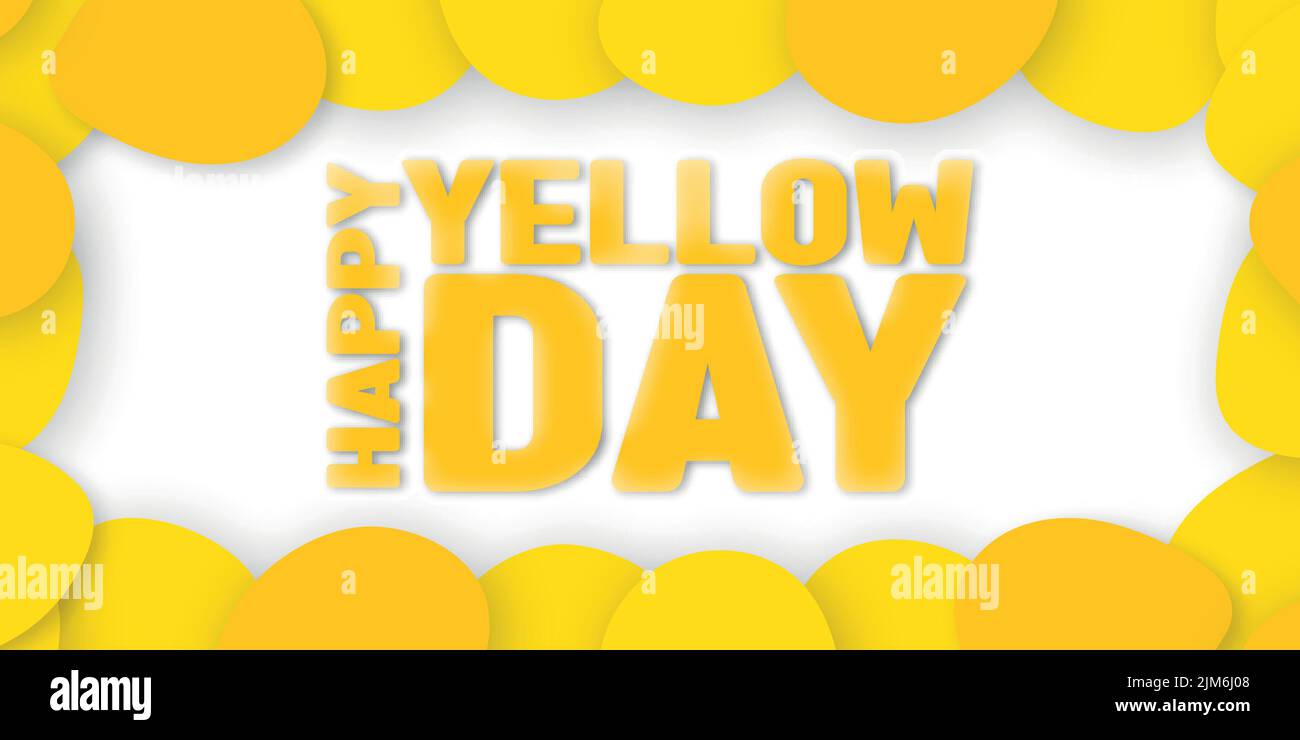 a Vector design of "happy yellow day" in white background yellow with ...