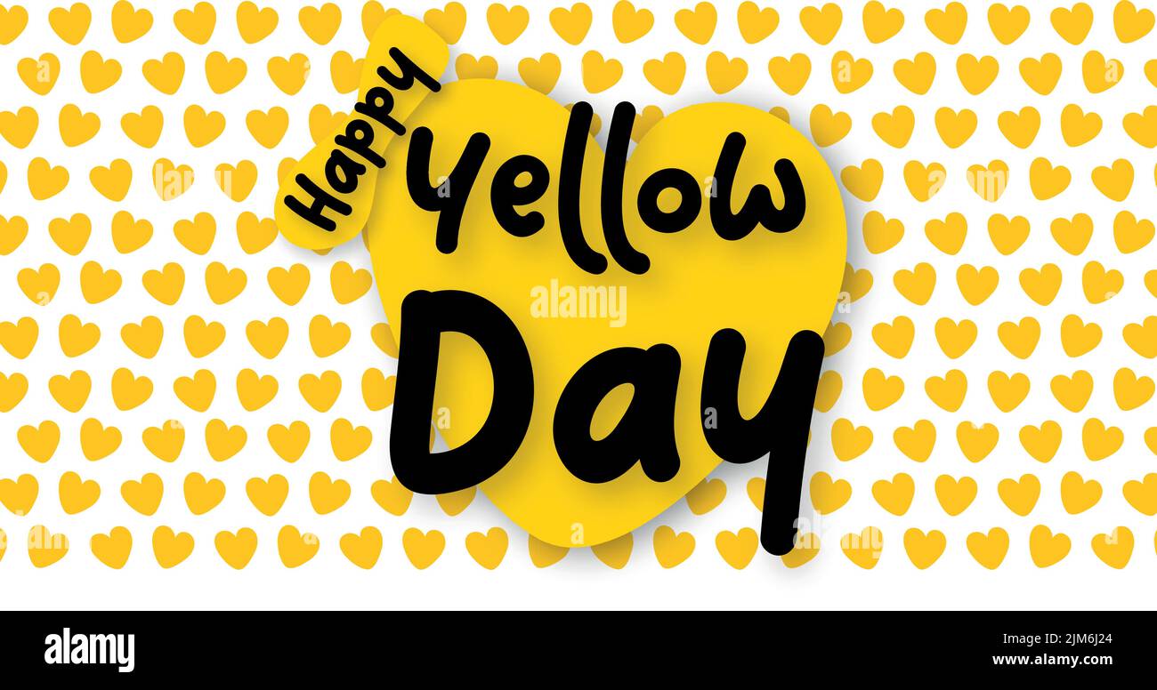 a Vector design of "happy yellow day" in white background with yellow ...