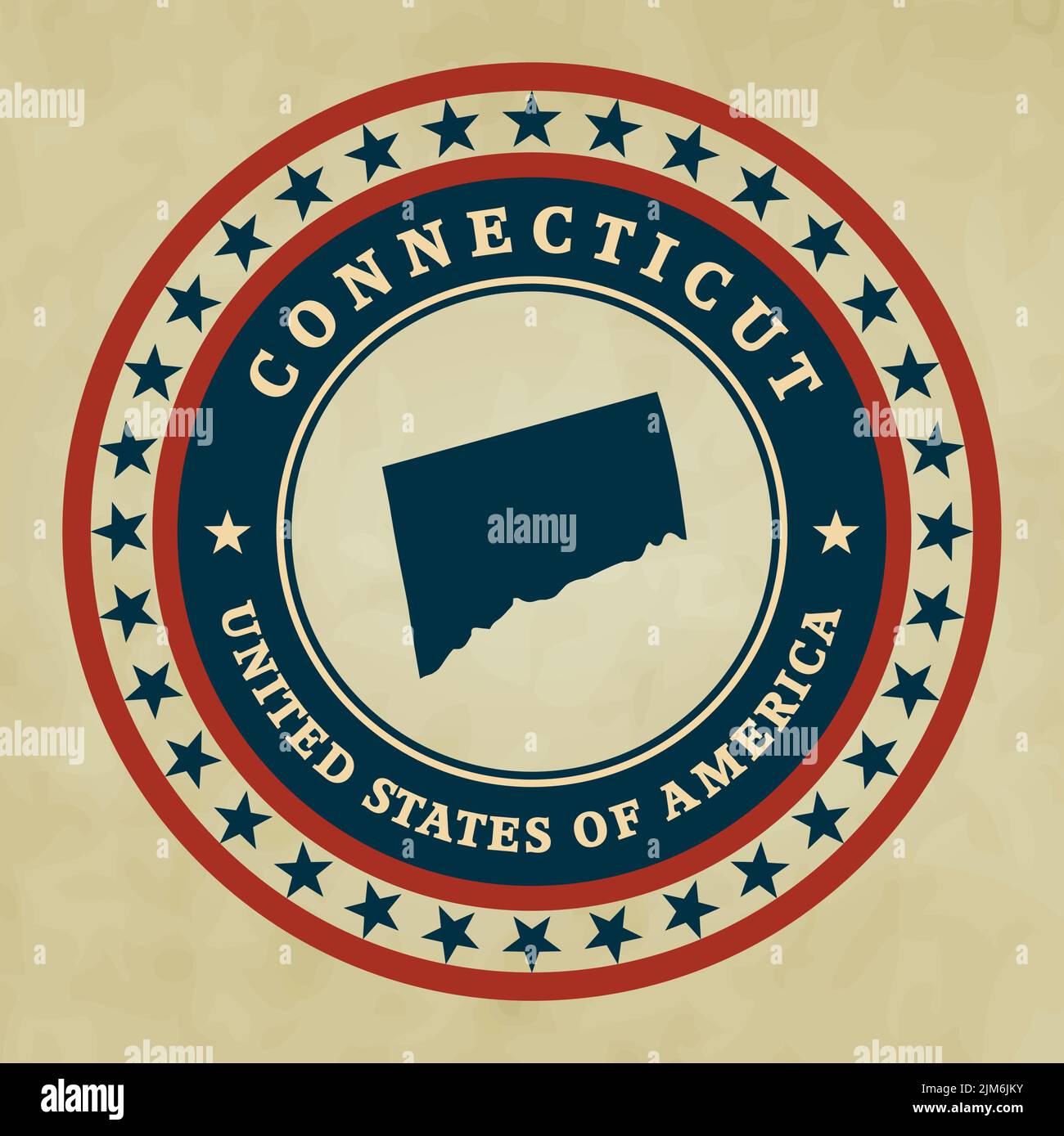 Vintage label with map of Connecticut, vector Stock Vector Image & Art ...