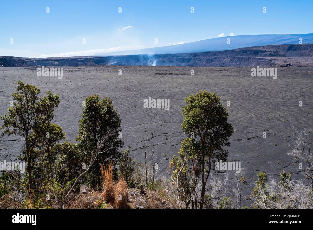 overlooking halemaumau crater and lava field of kilauea volcano from ...