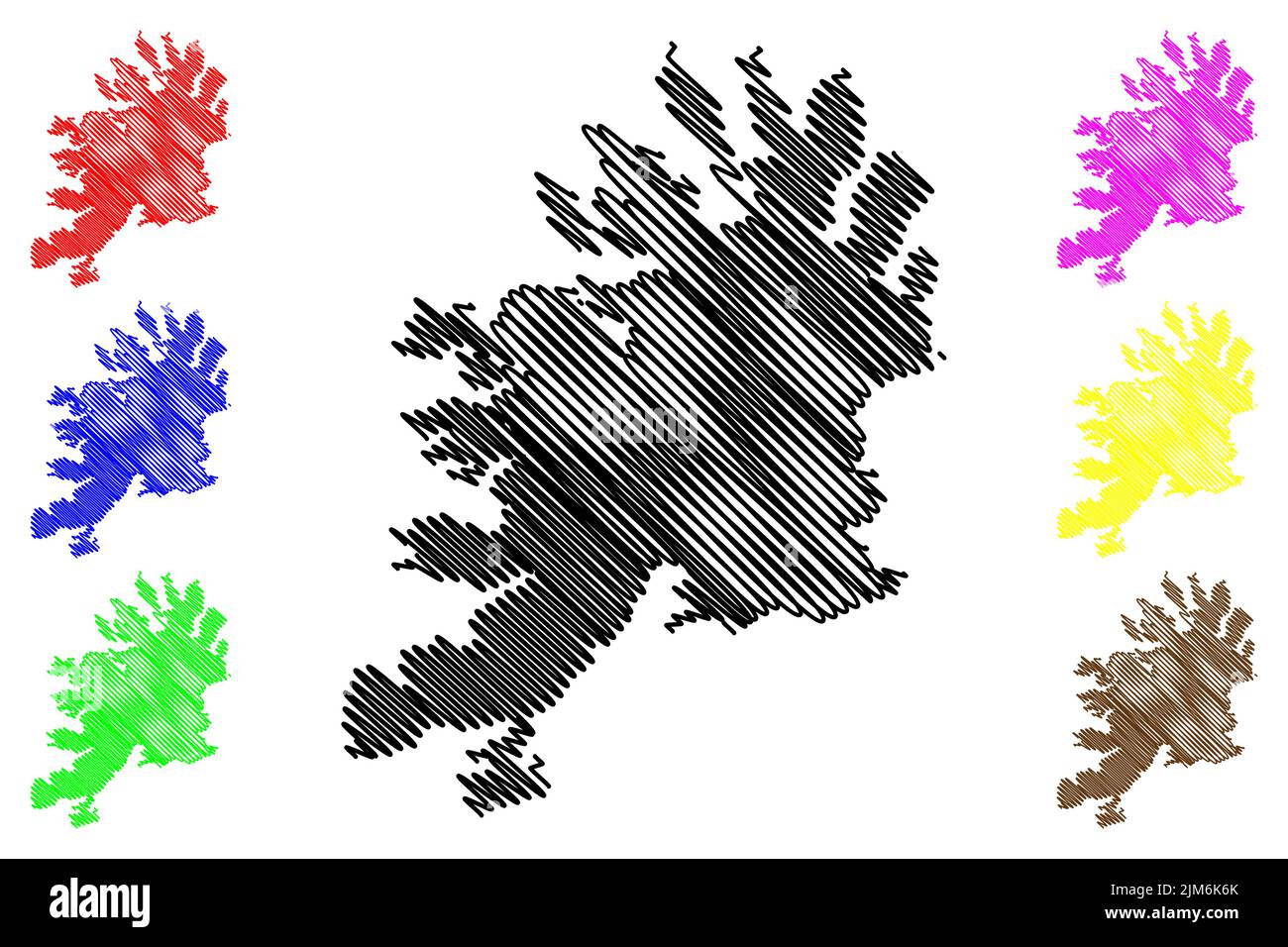 Senja island (Kingdom of Norway) map vector illustration, scribble ...