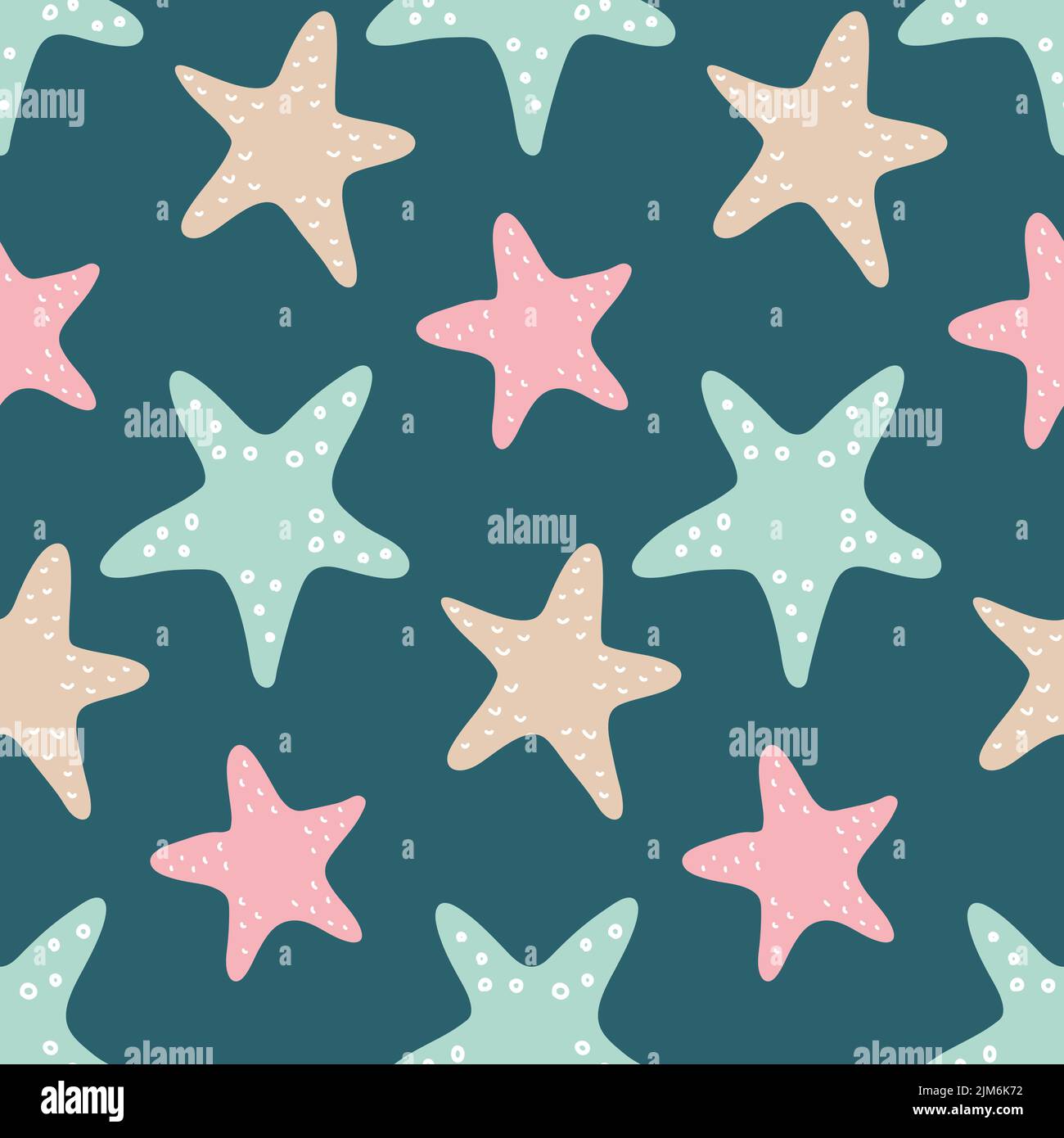 Pastel starfish on dark background seamless pattern for design Stock ...