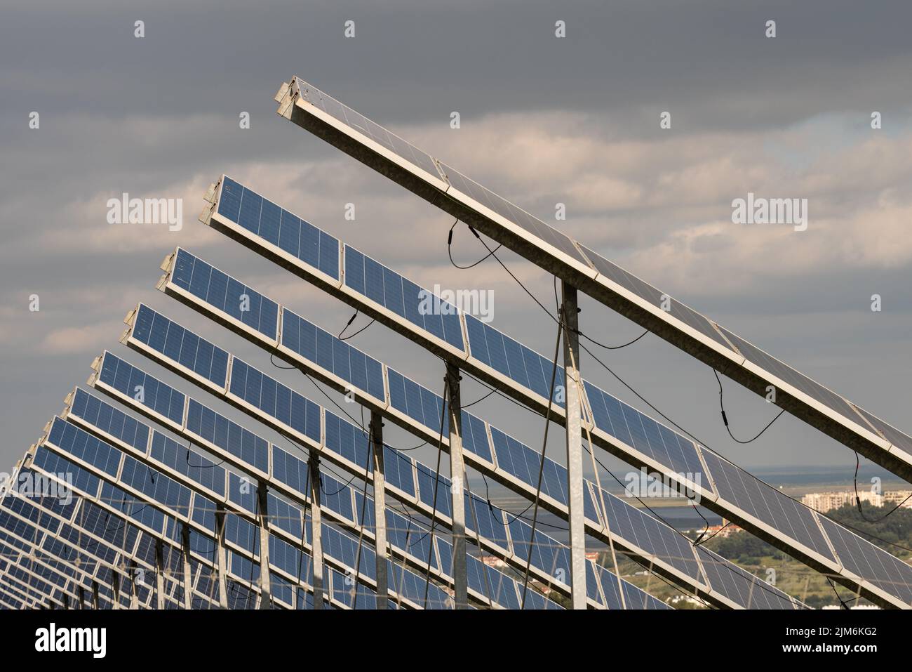 A top view over the area with the installation of solar panels Stock ...