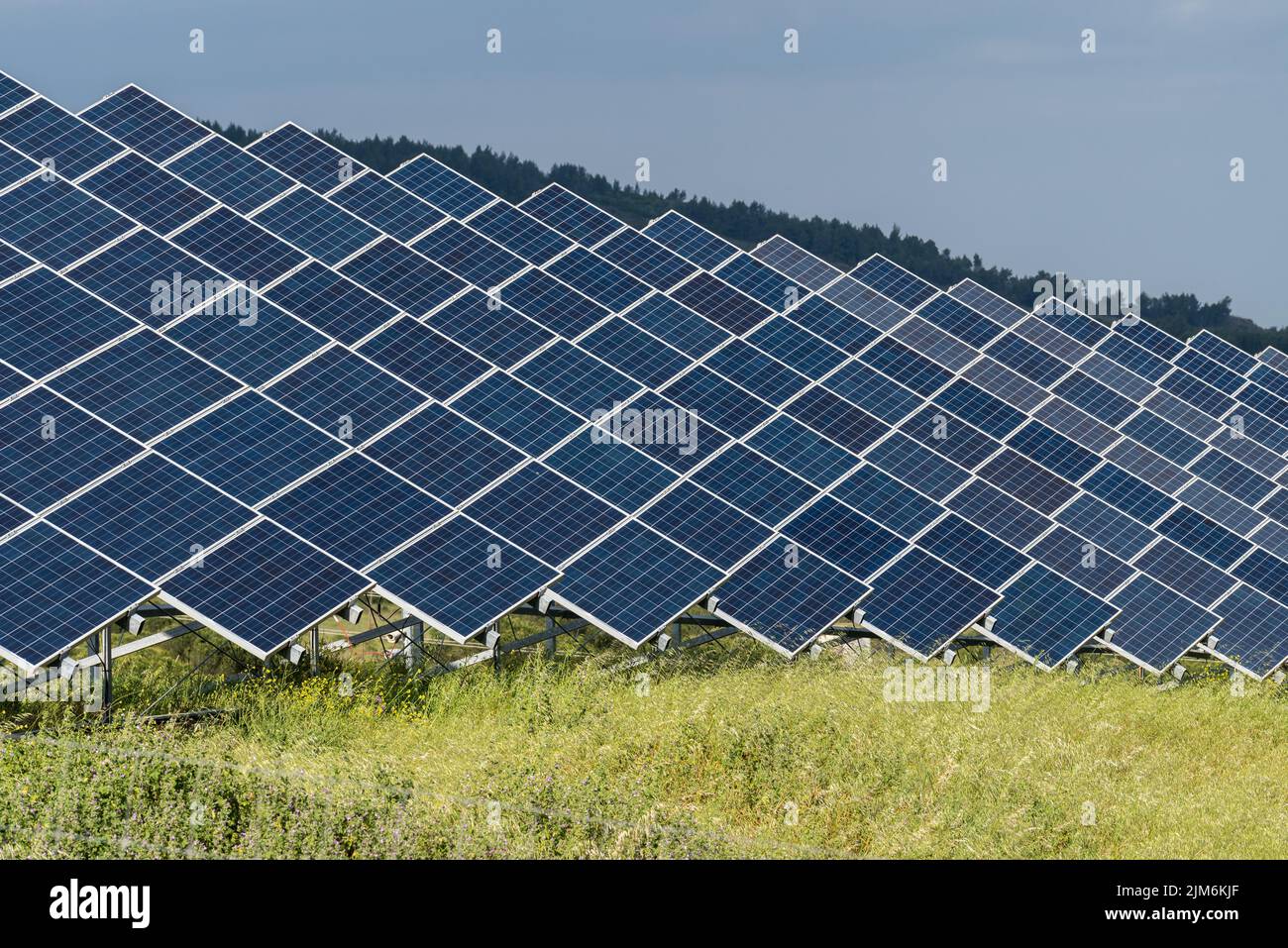 A top view over area with installation of solar panels Stock Photo - Alamy