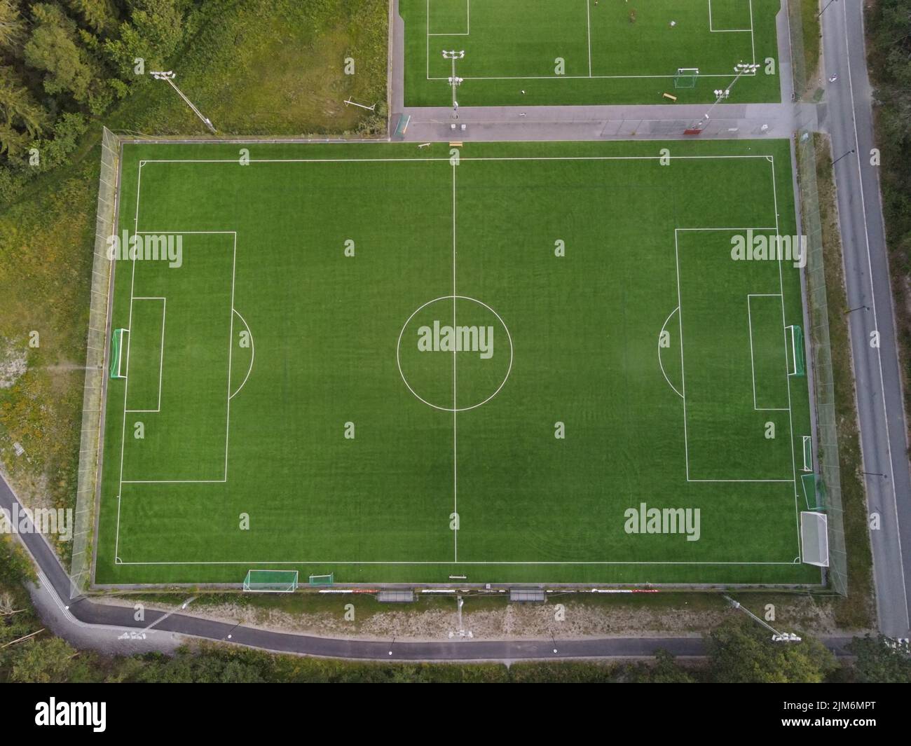 AN aerial top view of a soccer field Stock Photo - Alamy