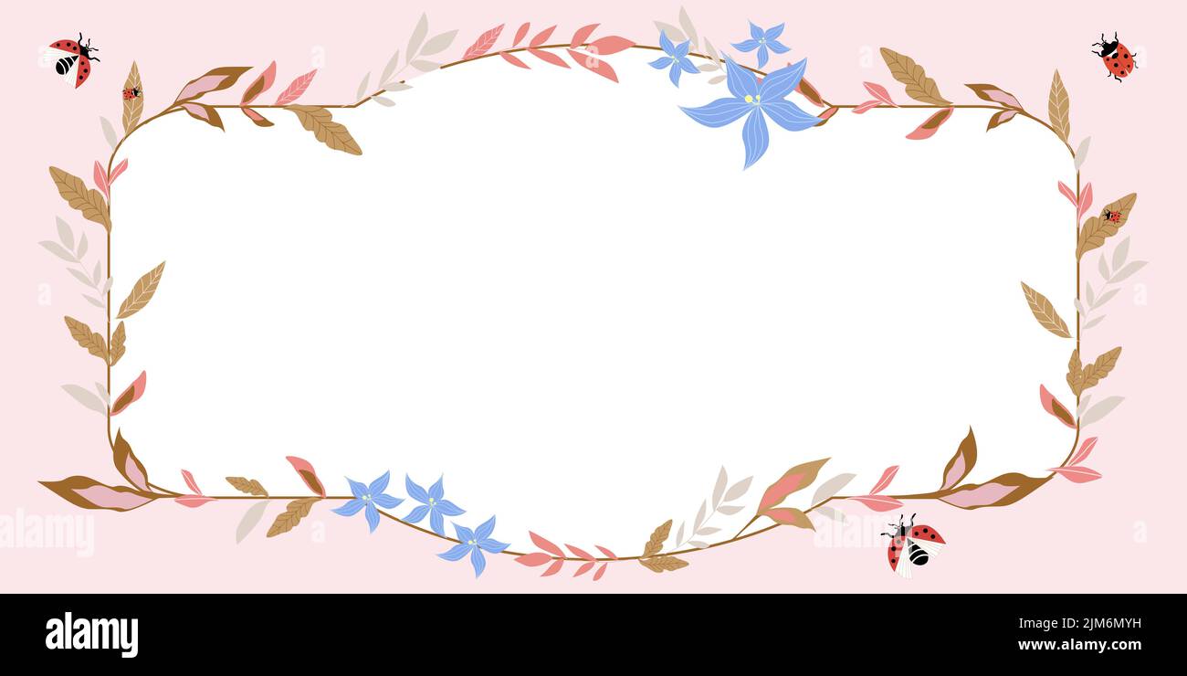 Frame With Ladybugs, Leaves And Flowers Around And Important Messages ...