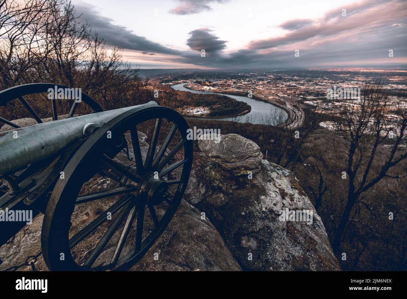 An aerial shot of the Tennessee River Gorge in Chattanooga, captured ...