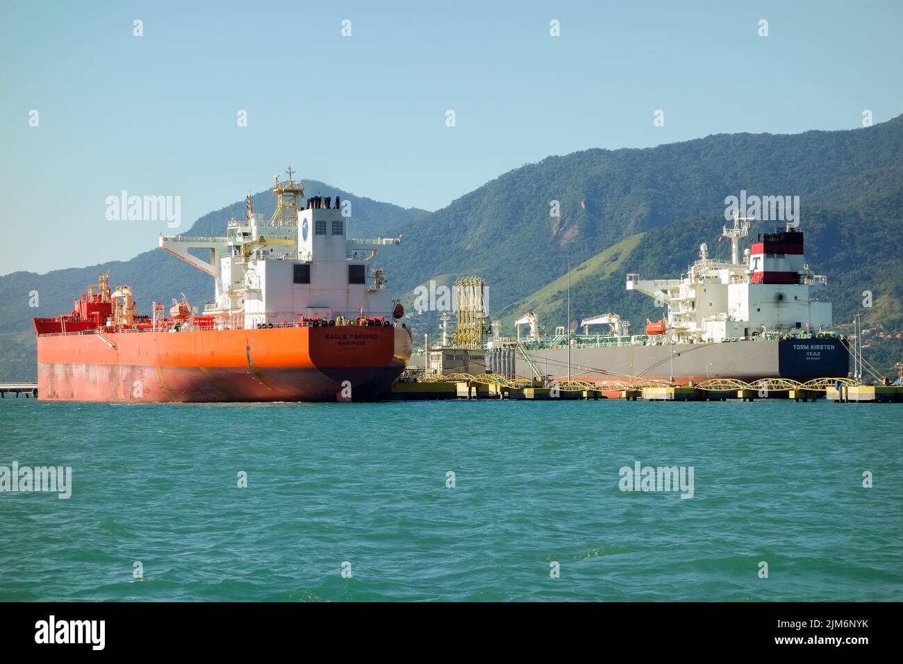 Sao Paulo, Brazil: large bulk carrier ships on Ilhabela island bay ...