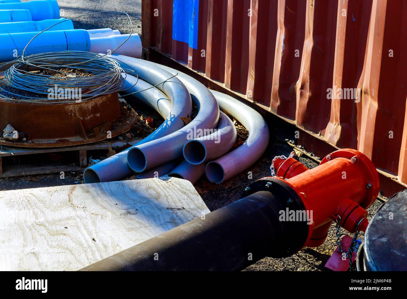 Currently, the fire hydrant is being prepared for installation on the ...