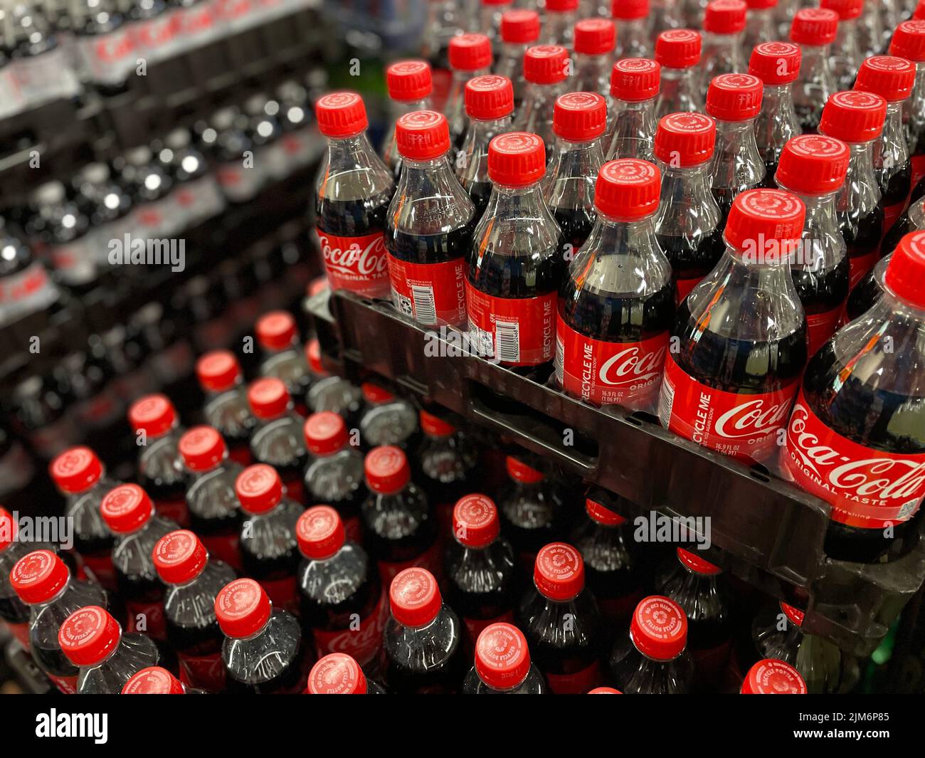 Grovetown, Ga USA - 05 01 22: Retail store display coke products in display trays Stock Photo ...