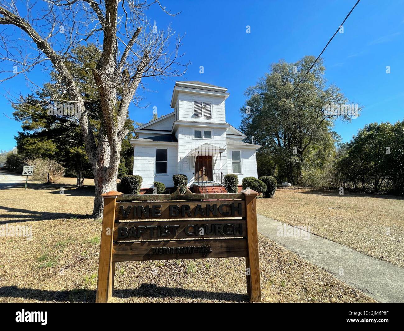 Keysville, Ga USA - 02 10 22: Vine Branch Baptist Church sign and ...