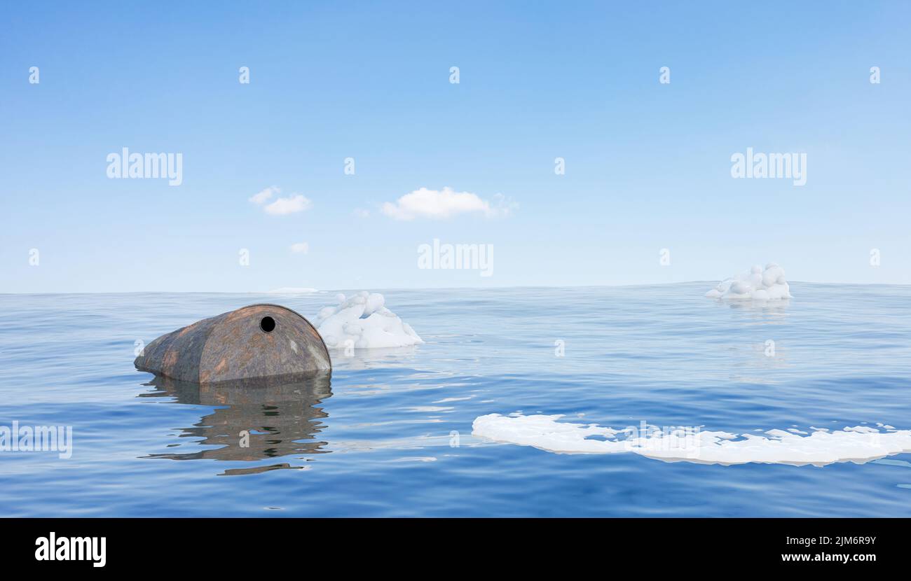 climate change with melting polar ice, 3d illustration rendering Stock ...