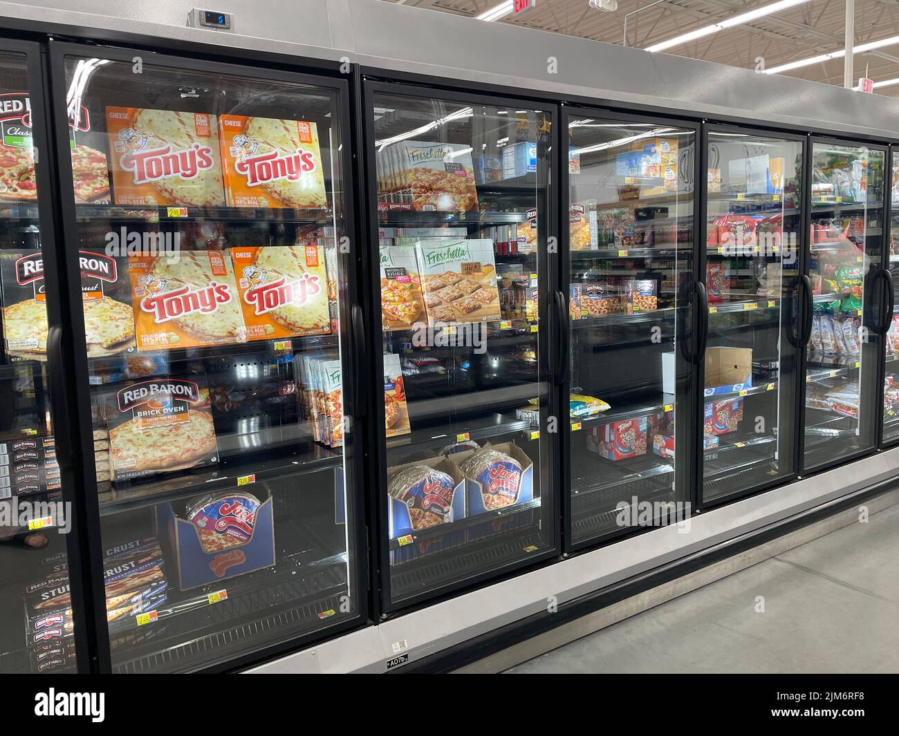 Grovetown, Ga USA - 04 29 22: Walmart grocery store frozen food glass ...
