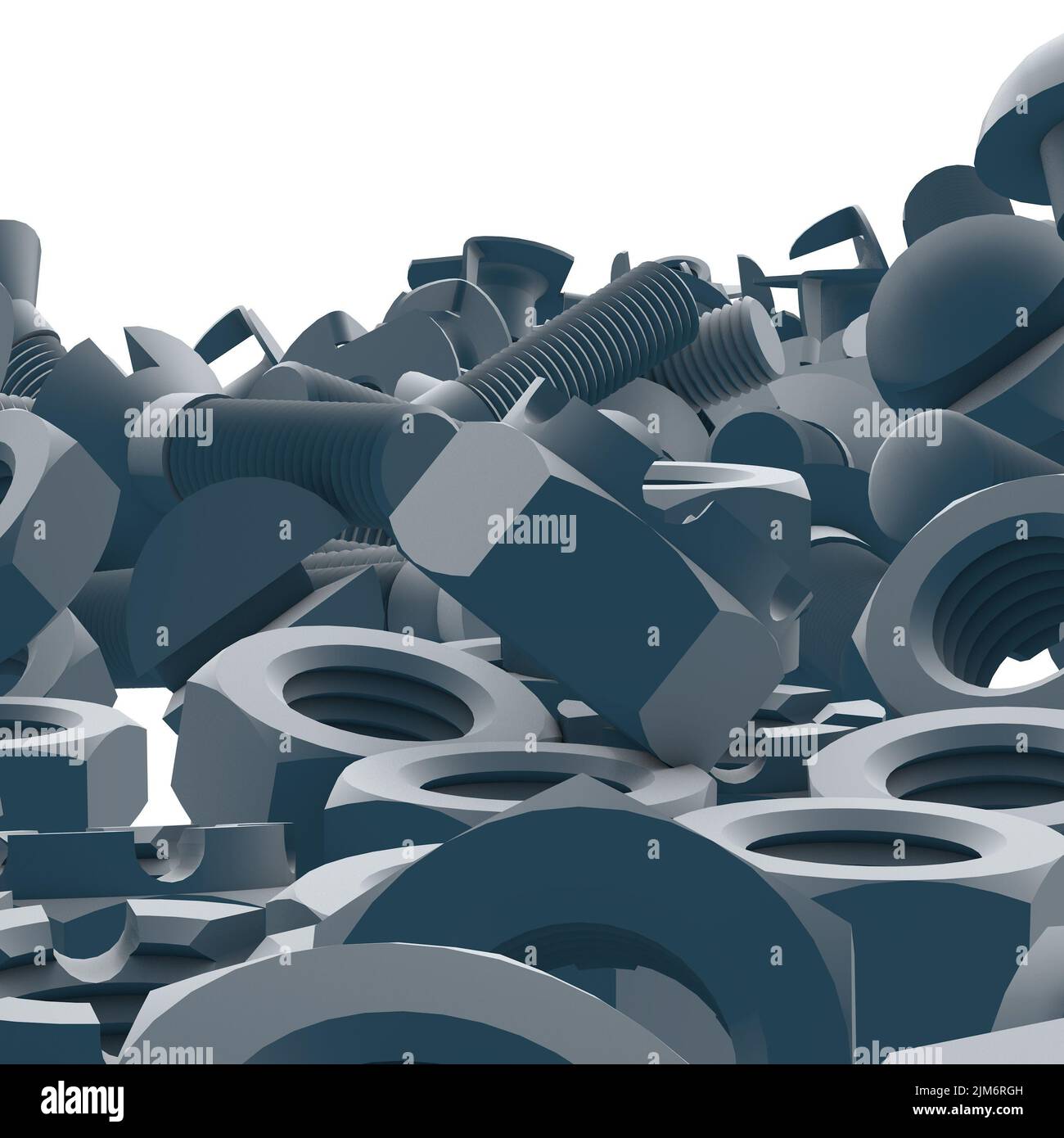 Steel nuts. Engineering. Spare parts and repair. 3D rendering Stock ...