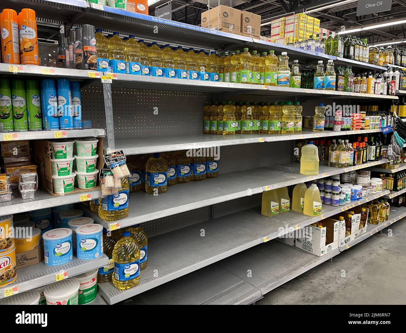 Augusta, Ga USA - 11 28 21: Walmart grocery store interior empty ...