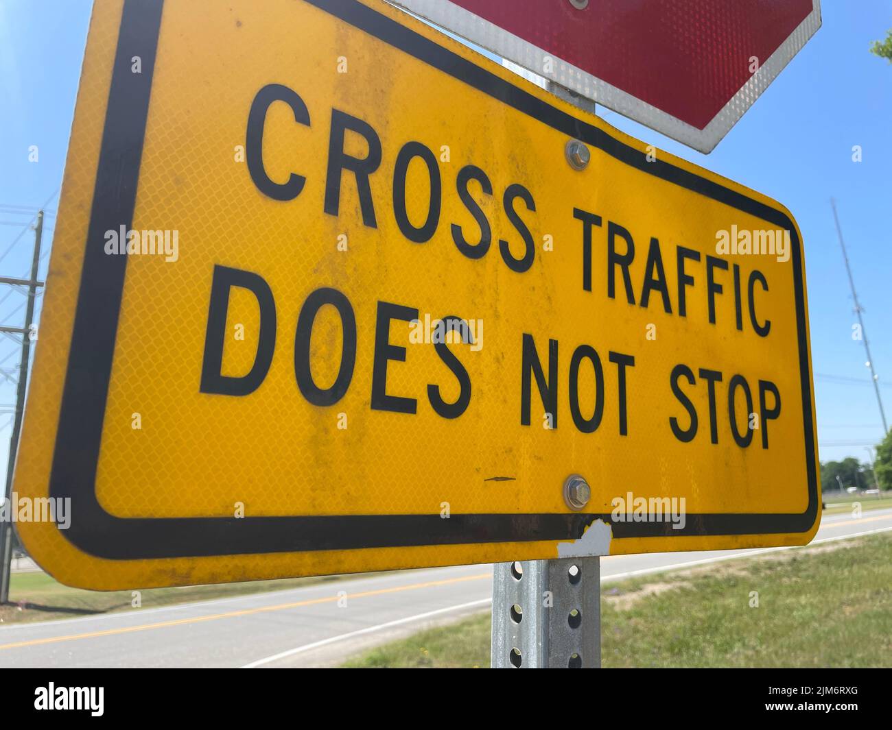 Augusta, Ga USA - 04 02 22: Street traffic signs Cross Traffic does not ...