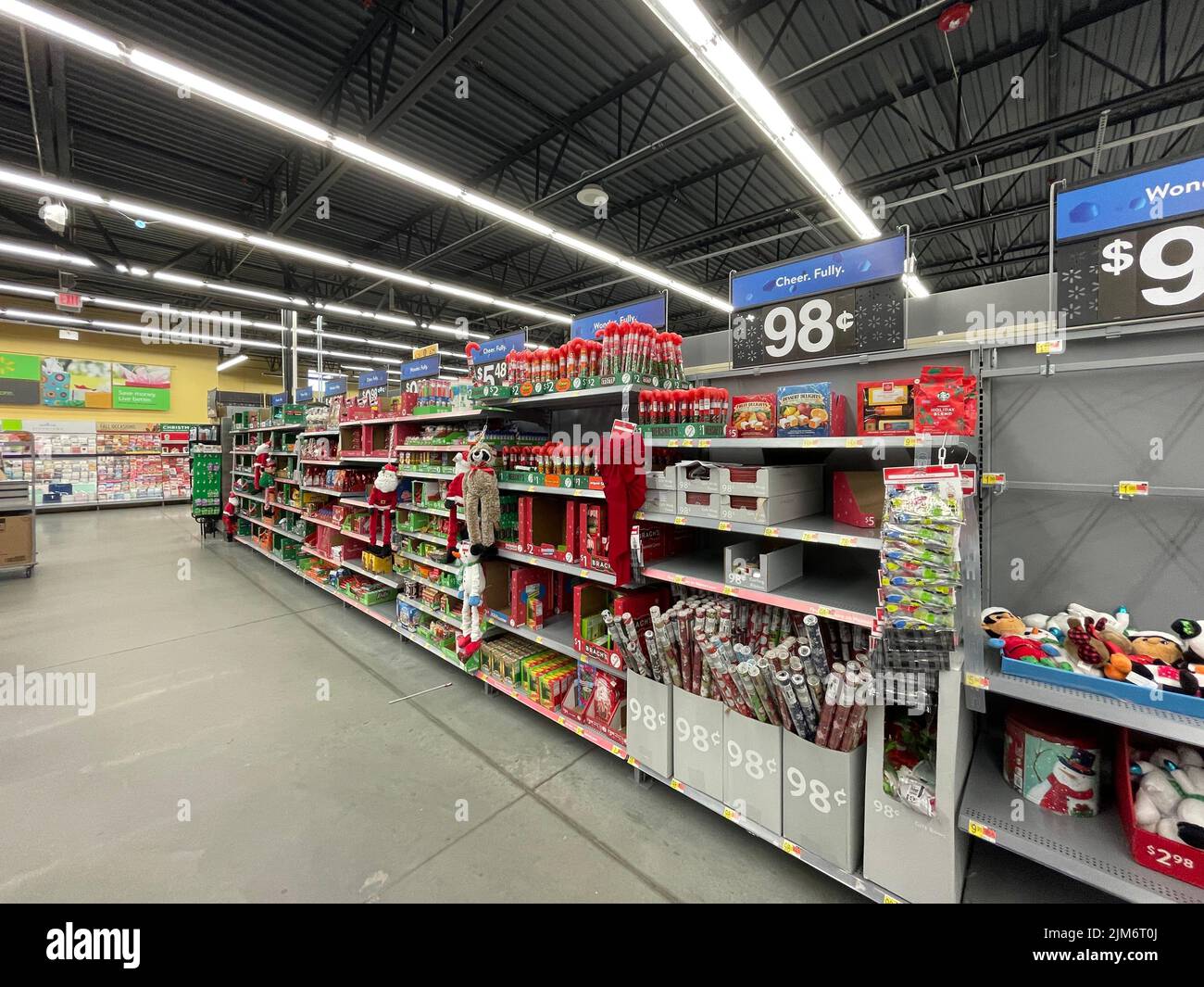 Augusta, Ga USA - 11 28 21: Walmart grocery store interior holiday ...