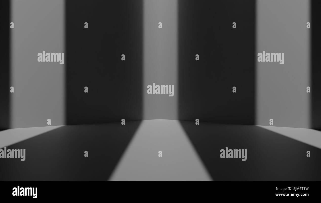 3D rendering. High quality 3d illustration. Empty black room with space ...