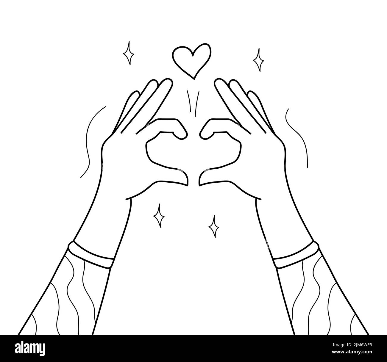 Likes giving concept vector in doodle style. Give hearts as love ...
