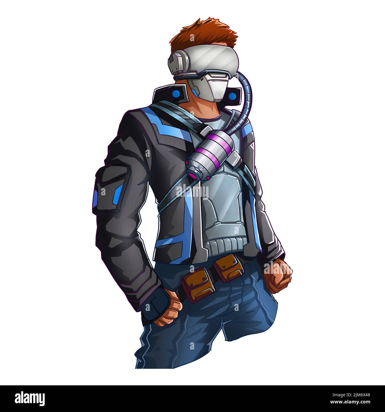 Cool Guy with Oxygen Mask. His Hair are Brown. He is a Spacewalker ...