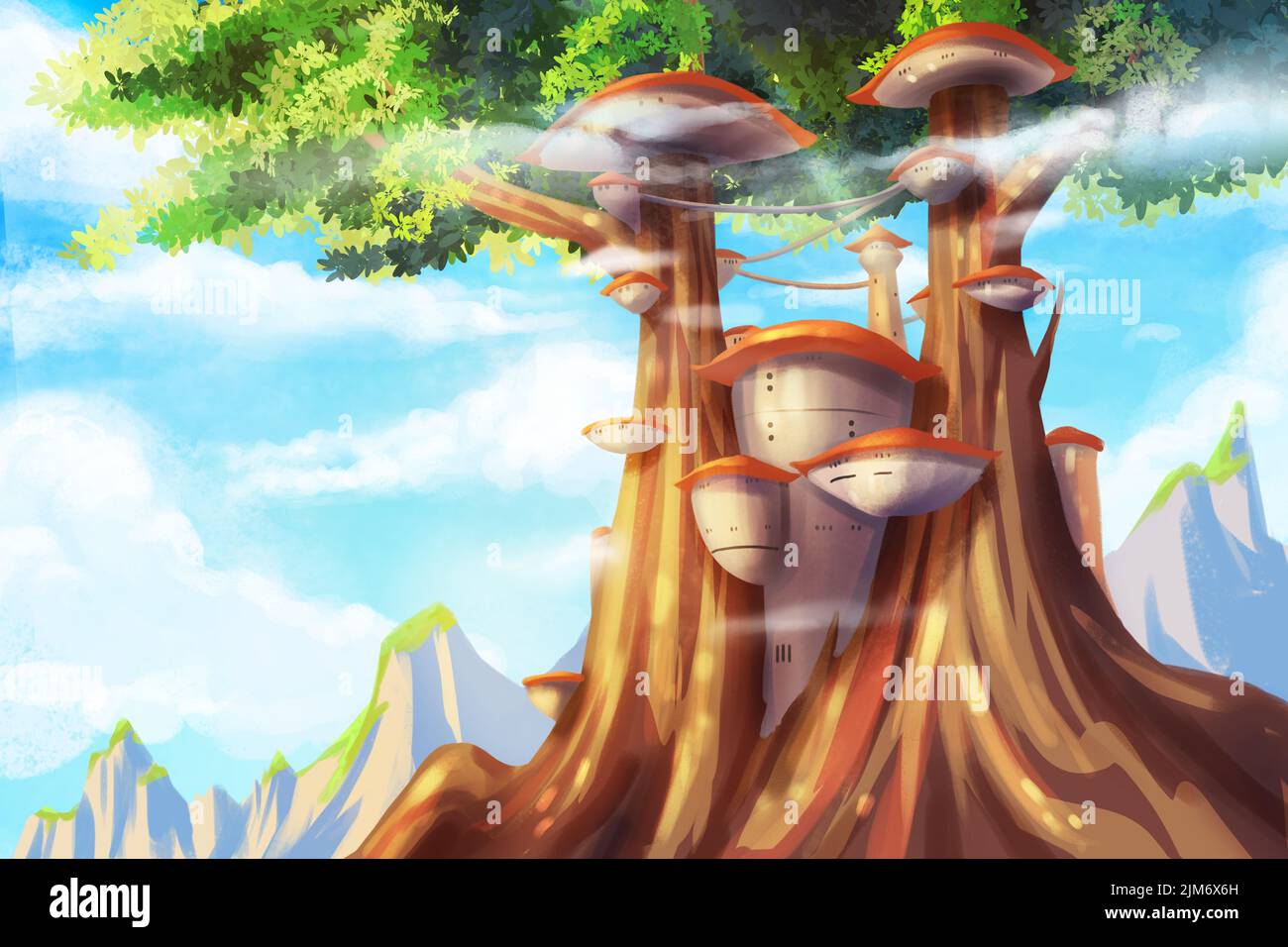 A Small Village Nestled in Trees. The Trees Town are Surrounded by ...