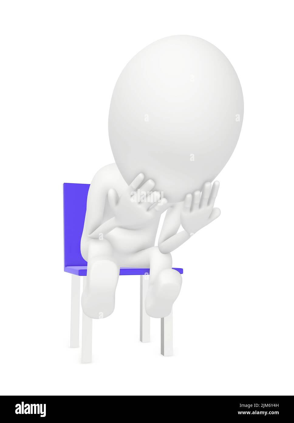 3d character worried - 3d rendering Stock Photo - Alamy