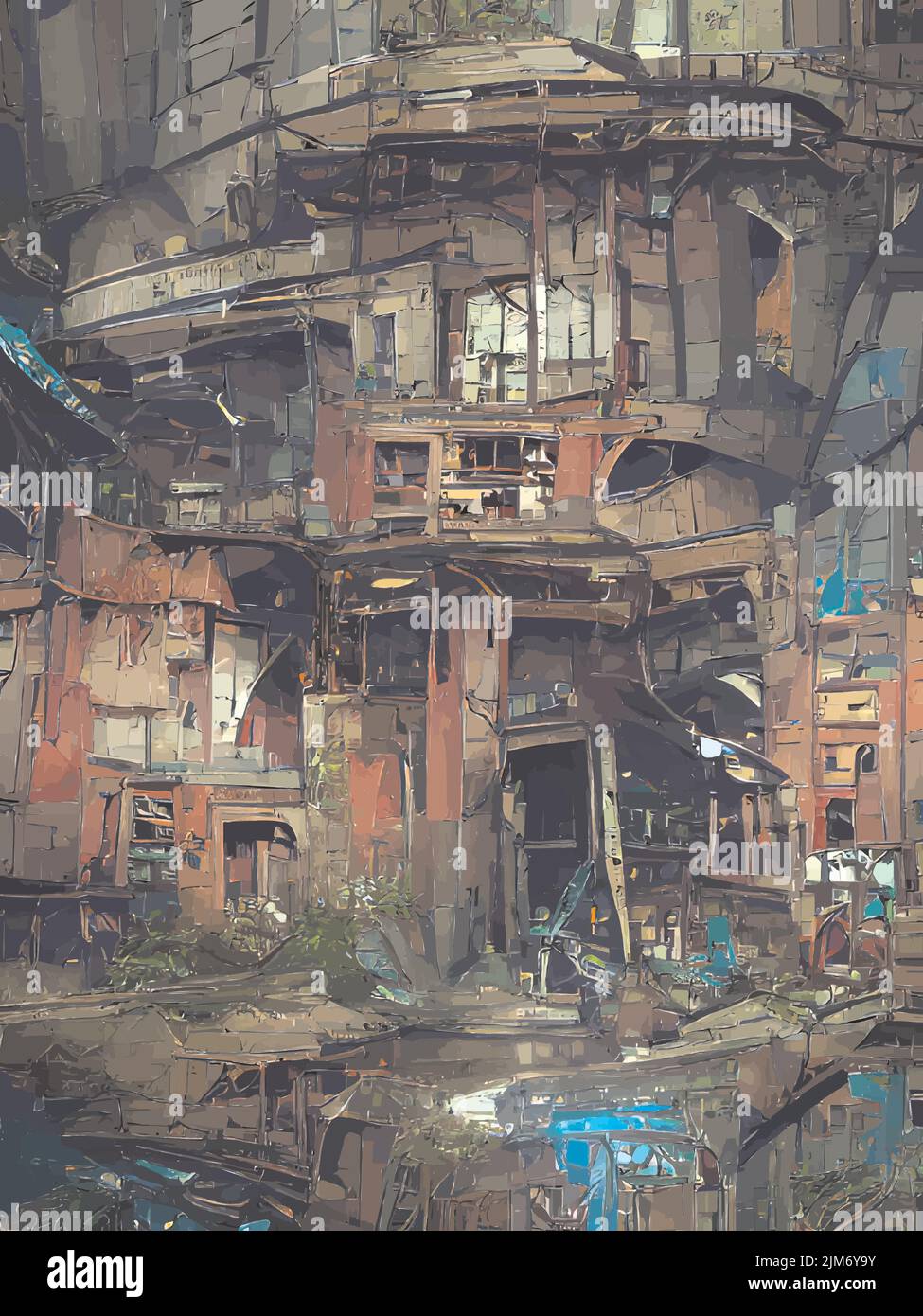 Digital painting of destroyed buildings Stock Vector Image & Art - Alamy