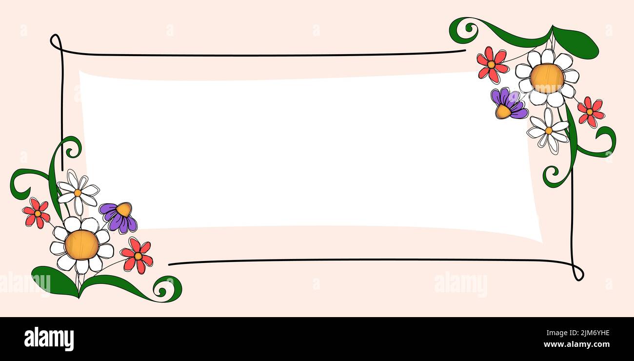Frame With Leaves And Flowers Around And Important Announcements Inside ...