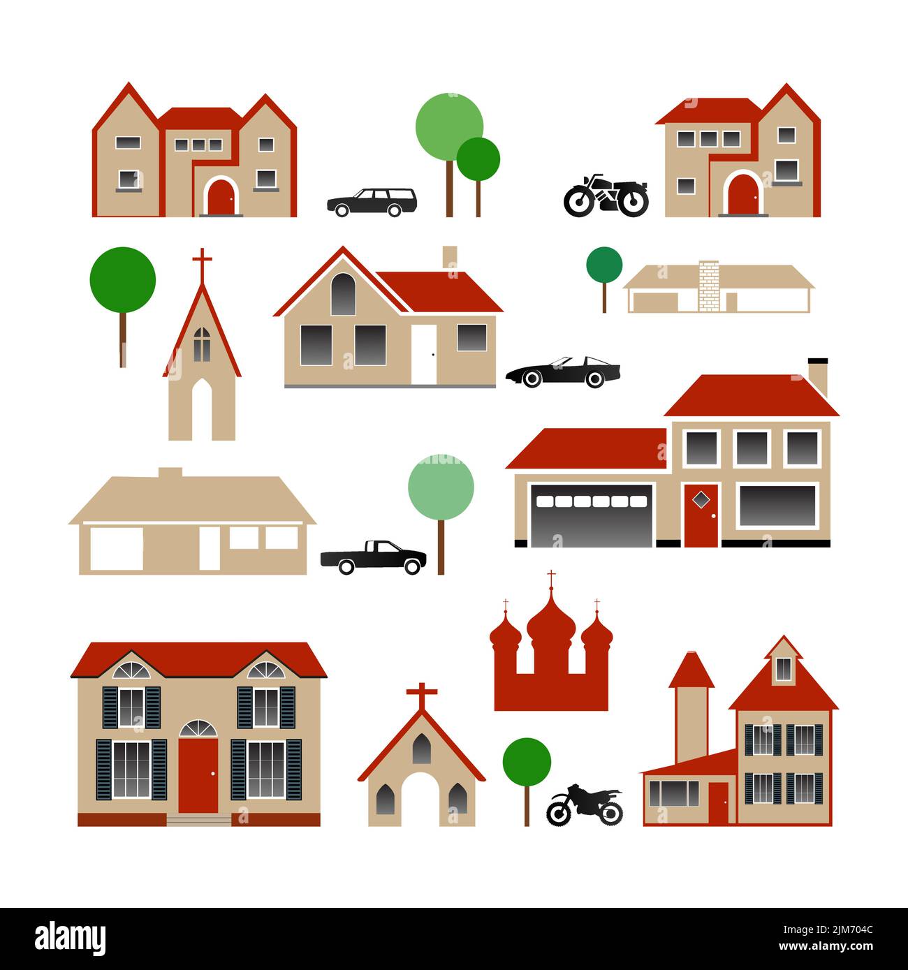 Symbolic vector images of buildings. Design element Stock Vector Image ...