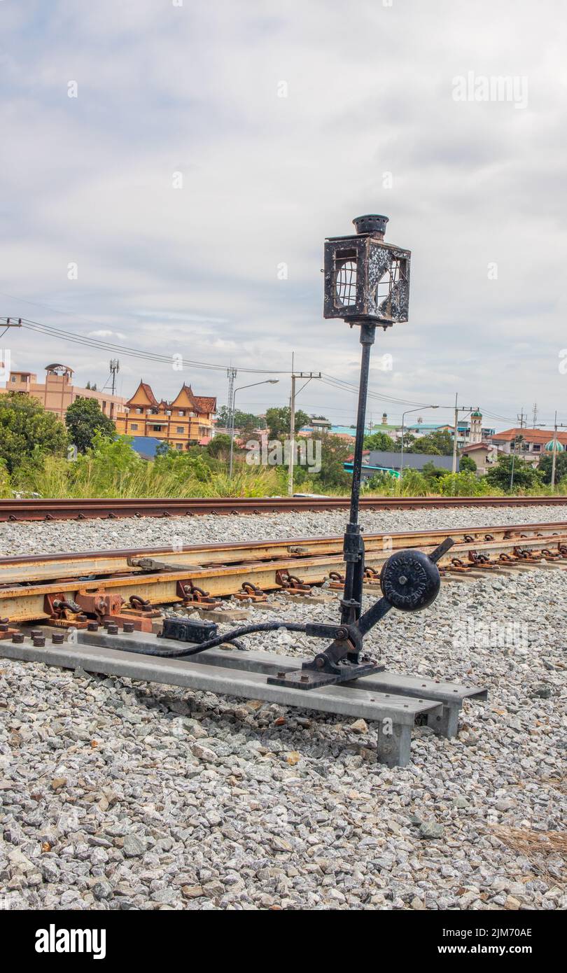 A railway switch or track construction in close proximity to a railway ...