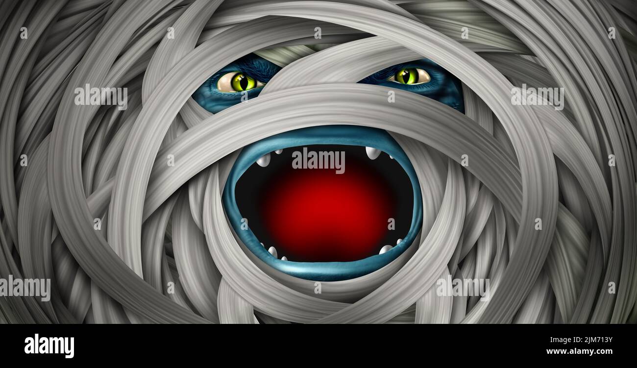 Mummy monster as an angry creepy zombie mutant as a halloween display ...