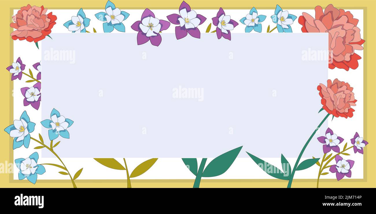 Frame With Leaves And Flowers Around And Important Announcements Inside ...