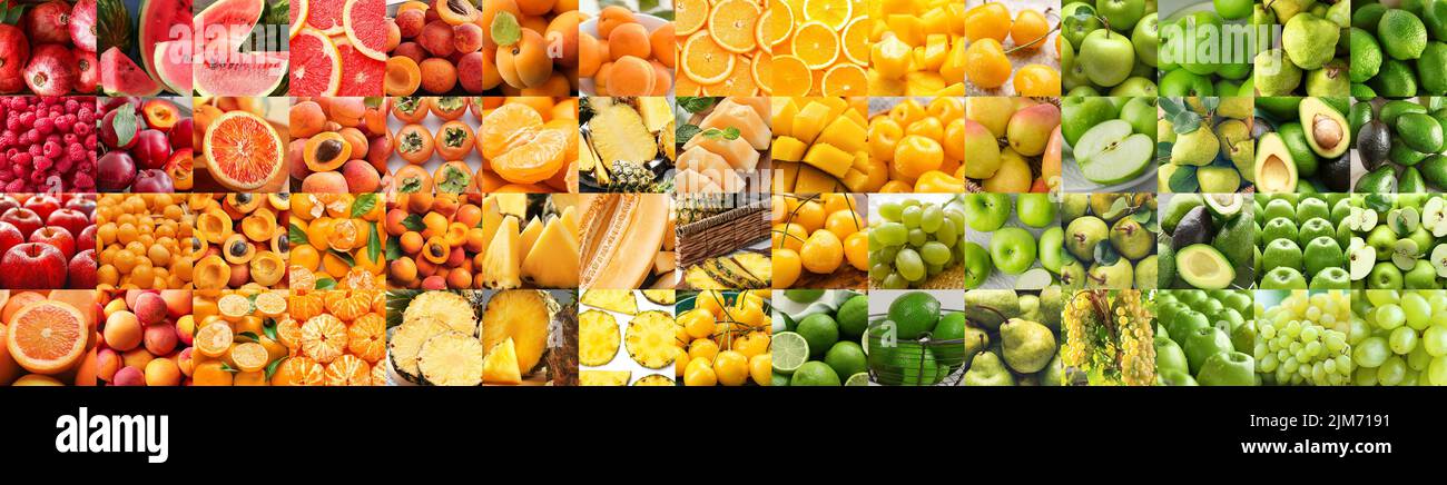 Collage with many different ripe fruits and berries Stock Photo - Alamy