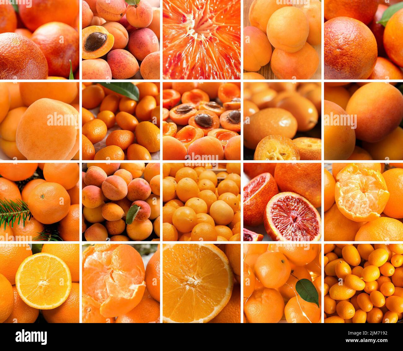 Collage with many ripe orange fruits Stock Photo - Alamy