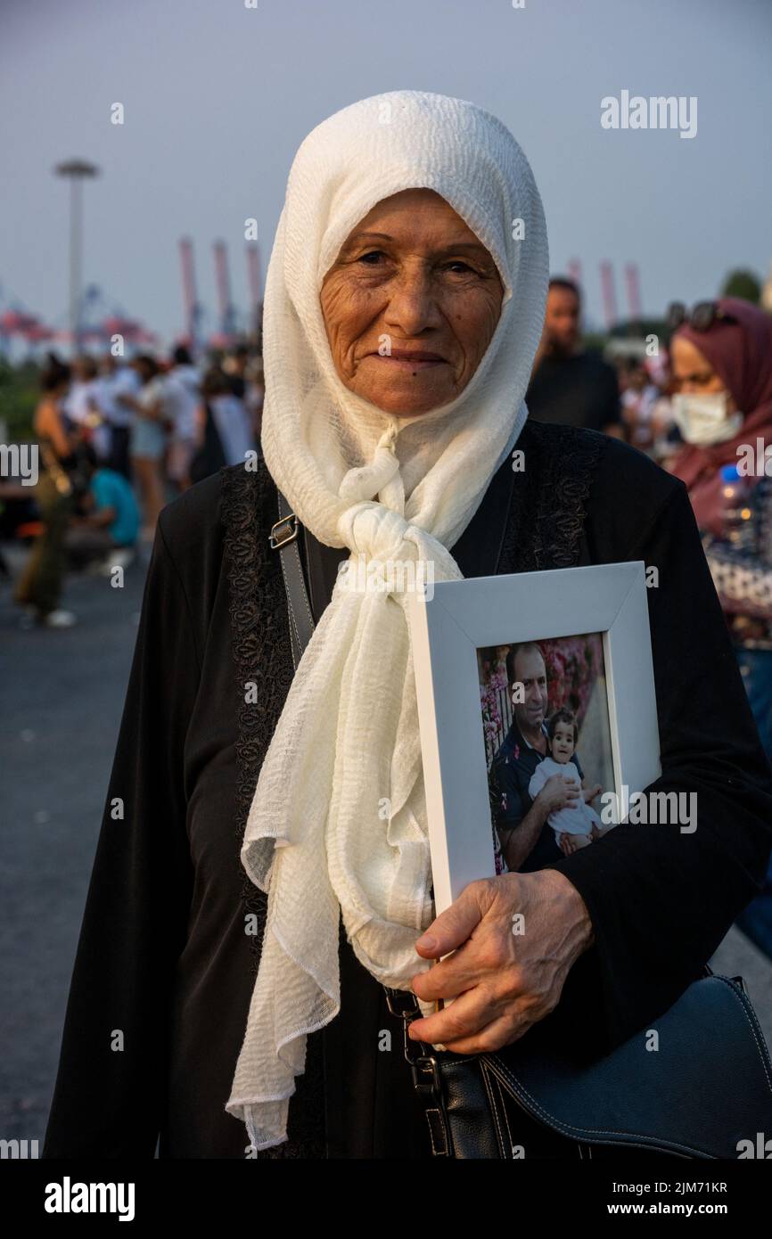 Beirut, August 4, 2022.Lebanese demonstrators and families of victims ...