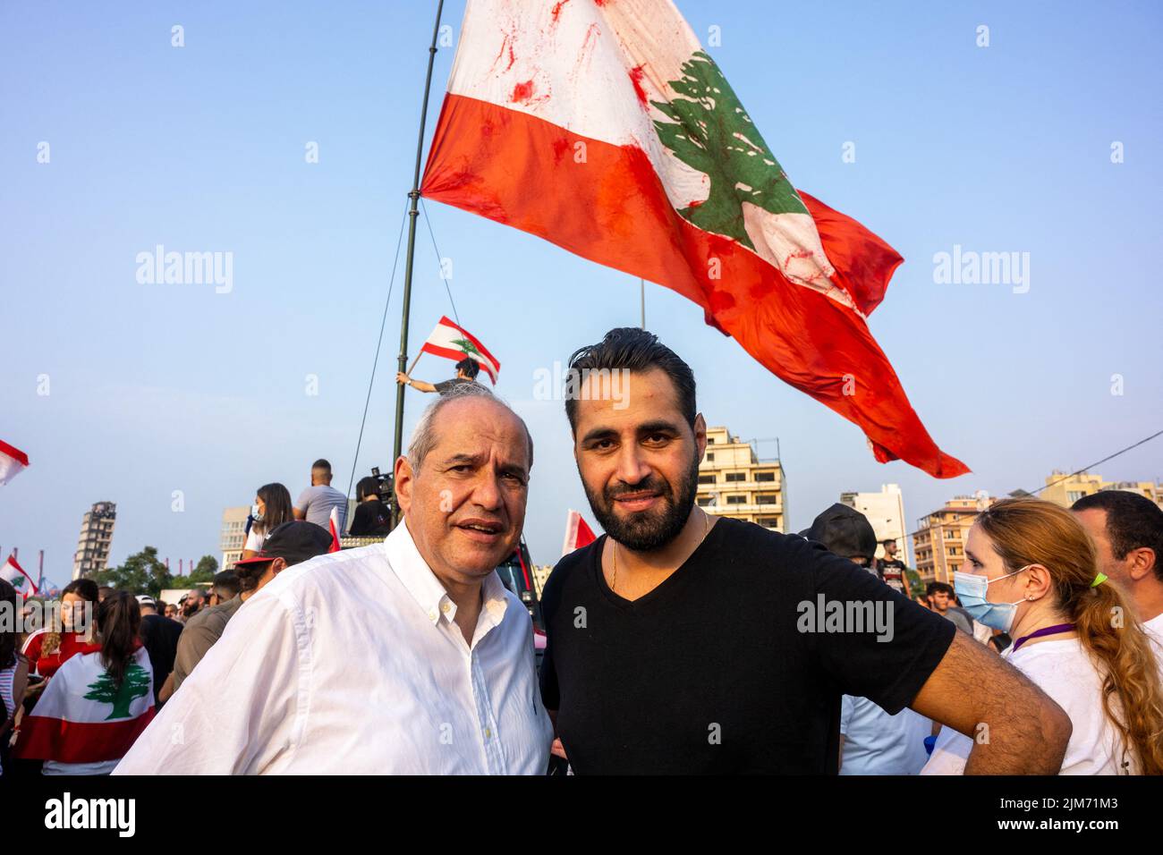 Beirut, August 4, 2022.L-R : Lebanese Members of Parliament Melhem ...