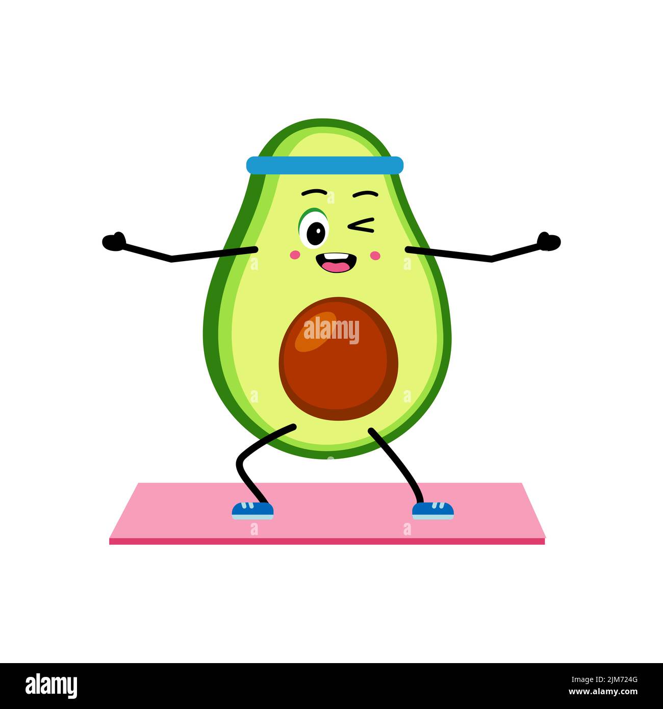 Cute strong avocado character do fitness exercises. Cartoon Avocado ...