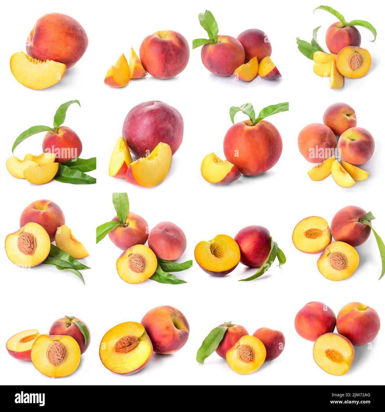 Set of ripe peaches isolated on white Stock Photo - Alamy