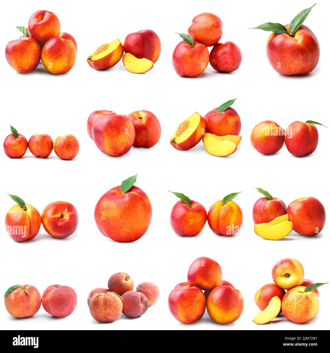 Set of ripe peaches isolated on white Stock Photo - Alamy