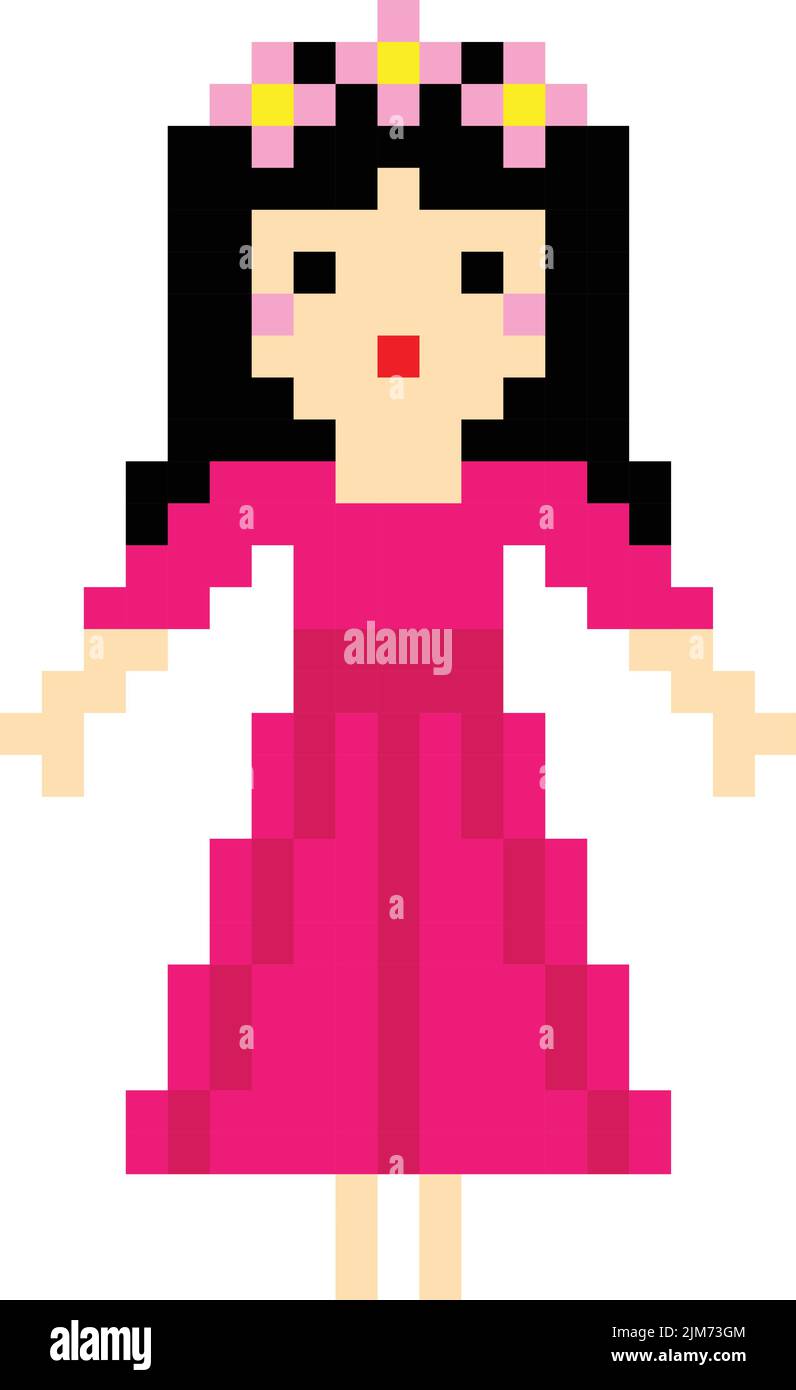 Pixel art girl character hi-res stock photography and images - Alamy