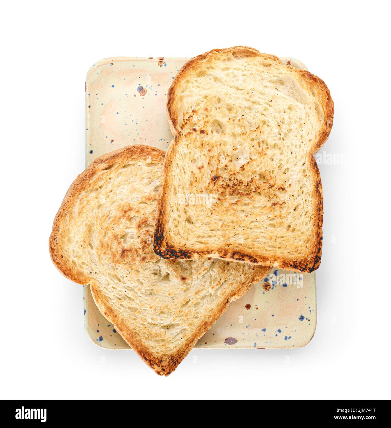 Plate with toasts isolated on white background Stock Photo - Alamy