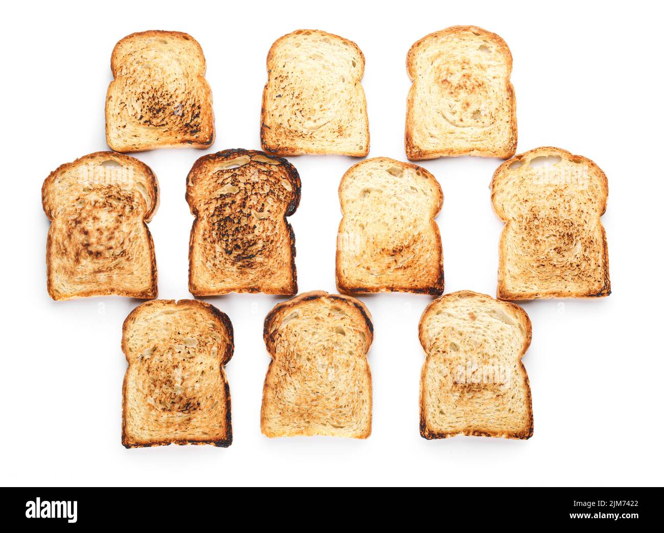 Composition with tasty toasts on white background Stock Photo - Alamy