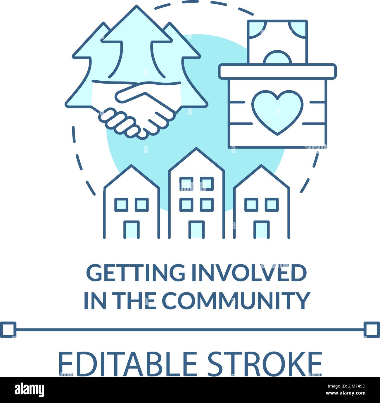 Getting involved in community turquoise concept icon Stock Vector Image ...