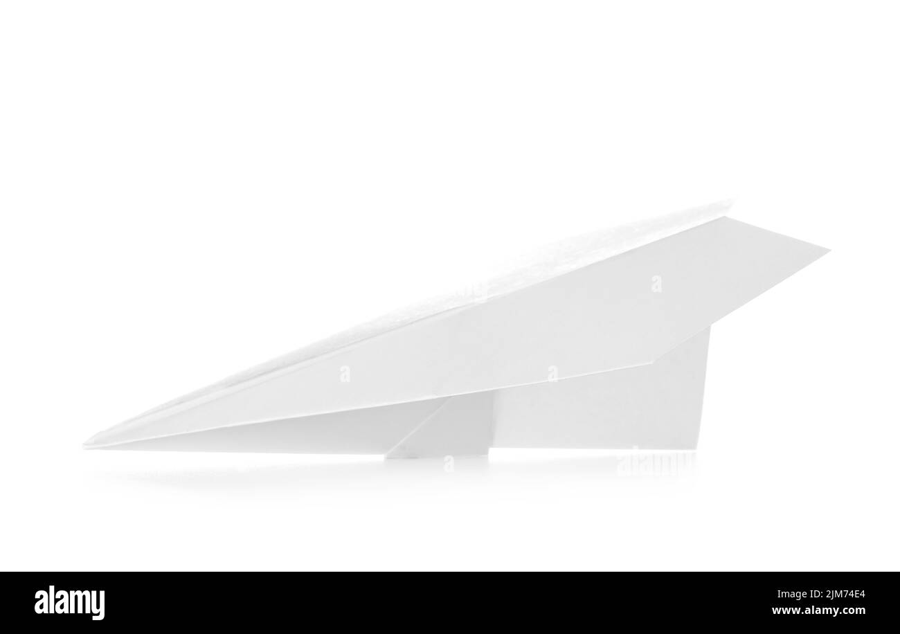 Paper plane on white background Stock Photo - Alamy