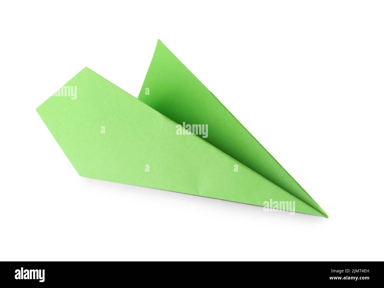 Green paper plane on white background Stock Photo - Alamy